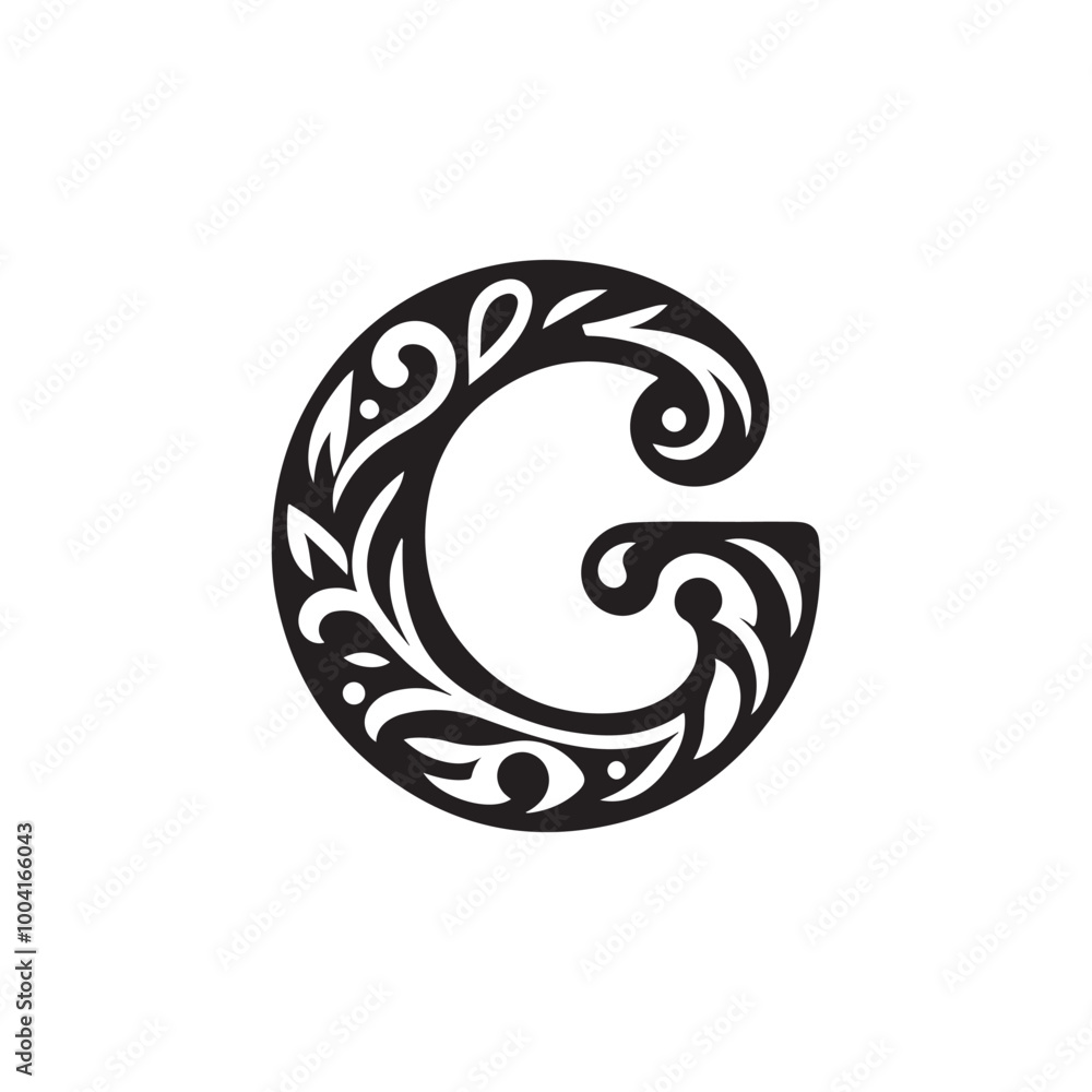 Stylish G Letter Logo Icon with Leaf Shape: A Nature-Inspired Design ...