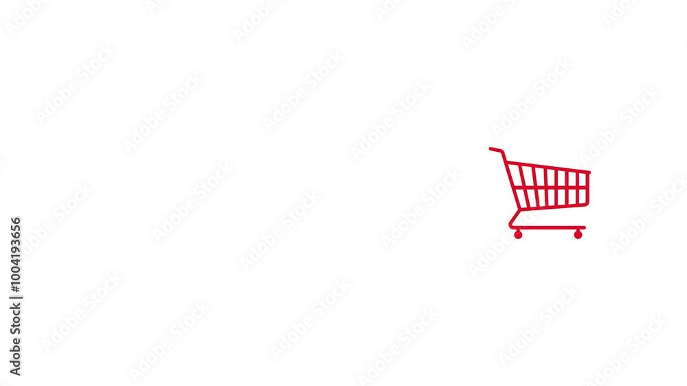 Shopping cart icon animation, simple design supermarket trolley icon ...