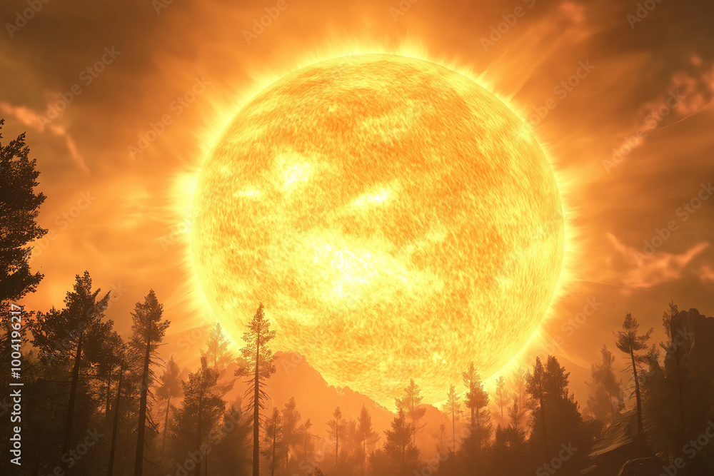 astronomical desaster of the growing sun viewed from earth, sun ...