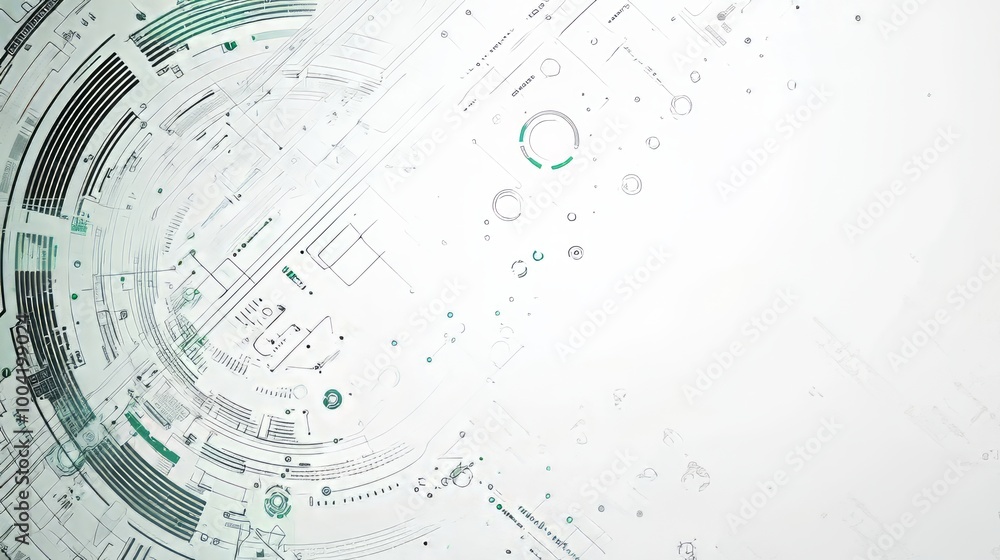 Abstract, circular digital interface design with intricate lines in ...