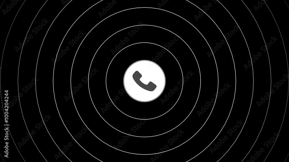 Sound Waves Circles Over Phone Dialer Call Animation on Black ...