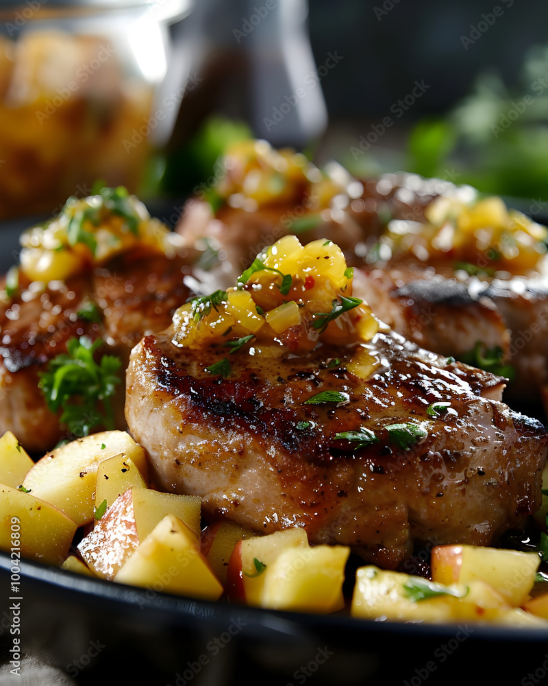 Sautéed Boneless Pork Chops with Quick Apple-Ginger Chutney is a ...
