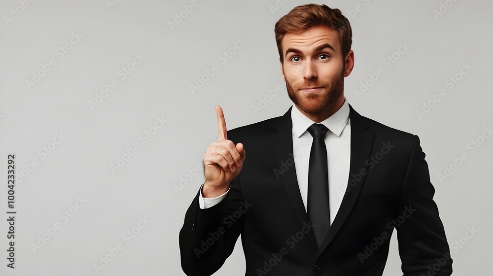 Businessman wear classic formal black suit shirt tie work in office ...