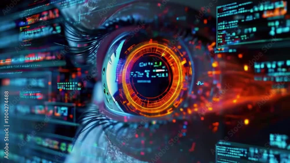 robotic or augmented human eye HUD with thermal vision, object scanning ...