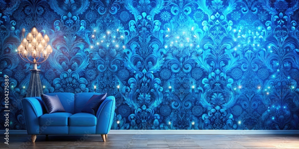 Elegant Blue Wallpaper Design with Subtle Patterns for Modern Interior ...