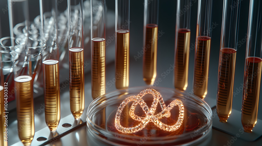 Bioengineered Life: A laboratory scene with test tubes containing ...