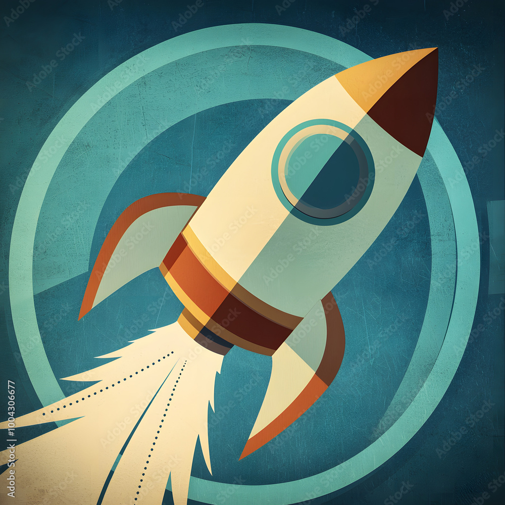 Rocket Launch: A whimsical rocket ship composed entirely of triangles ...