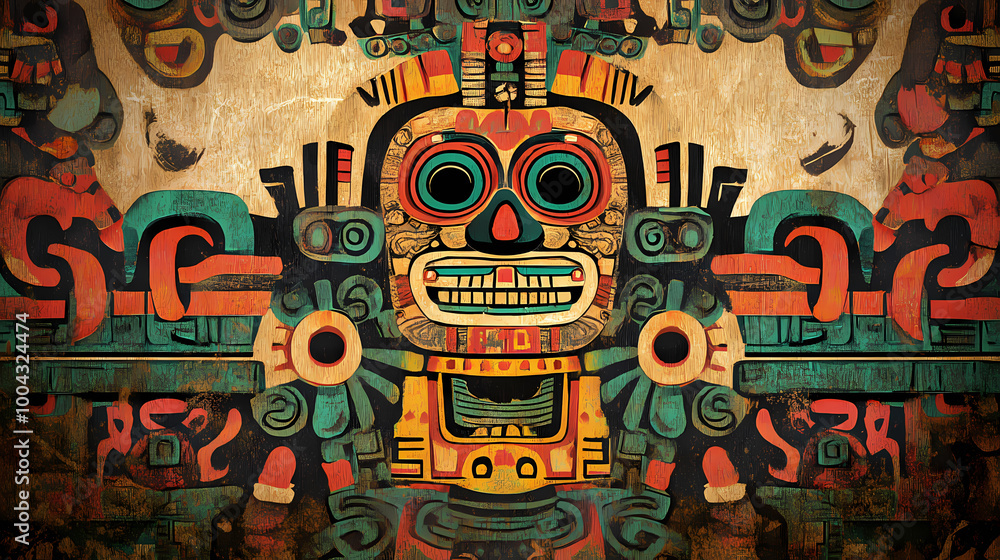 Ancient maya wall art wallpaper, maya style pattern background, maya ...