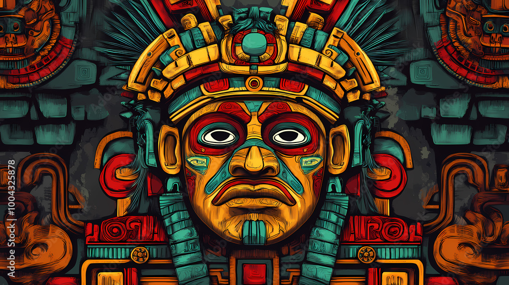 Ancient maya wall art wallpaper, maya style pattern background, maya ...