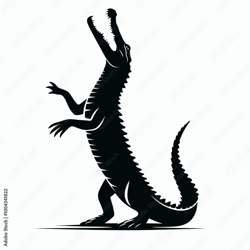 Crocodile silhouette vector illustration. Vector of crocodile design on ...