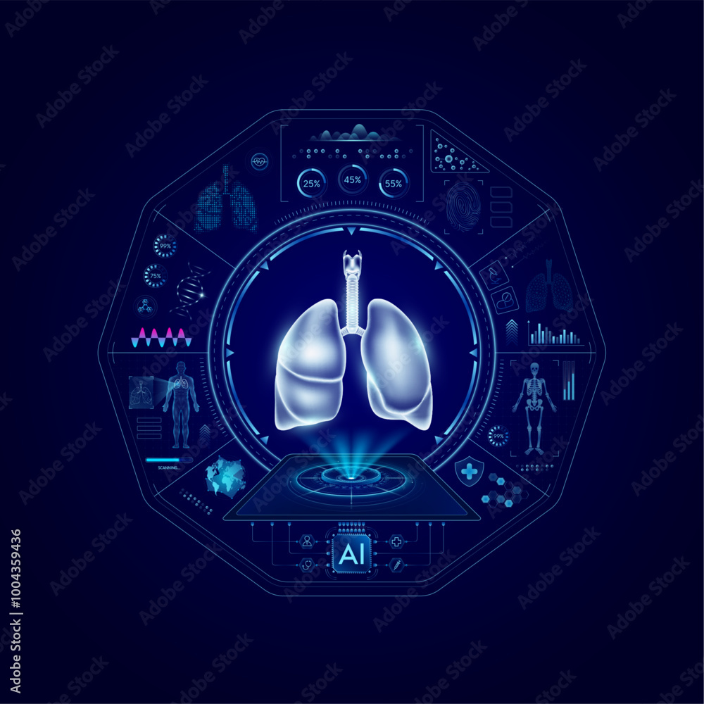 Health care medical technology. Human lung on CT or MRI Scan ...