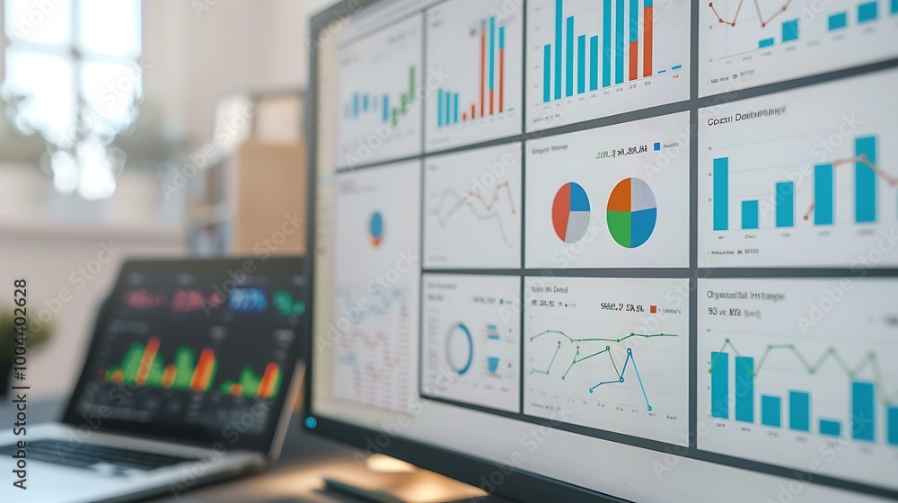 A financial dashboard showing multiple graphs, including line graphs ...