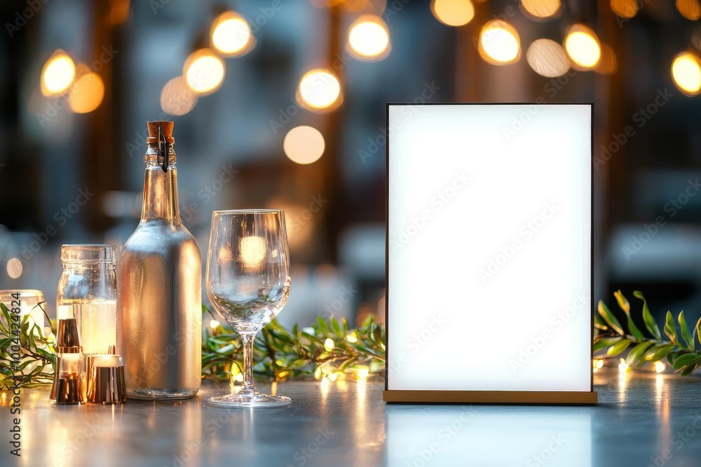 Blank LED menu display in a trendy bar, dark ambient lighting, LED Menu ...