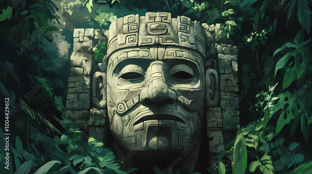Olmec sculpture carved from stone. mayan symbol - big stone head statue ...