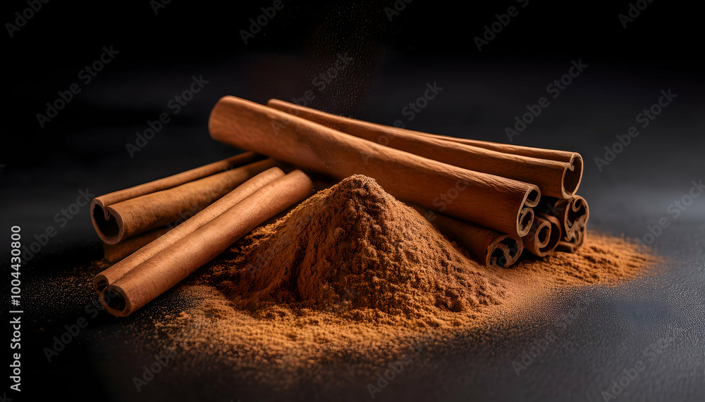 cinnamon sticks.Rustic composition of cinnamon sticks and powder ...