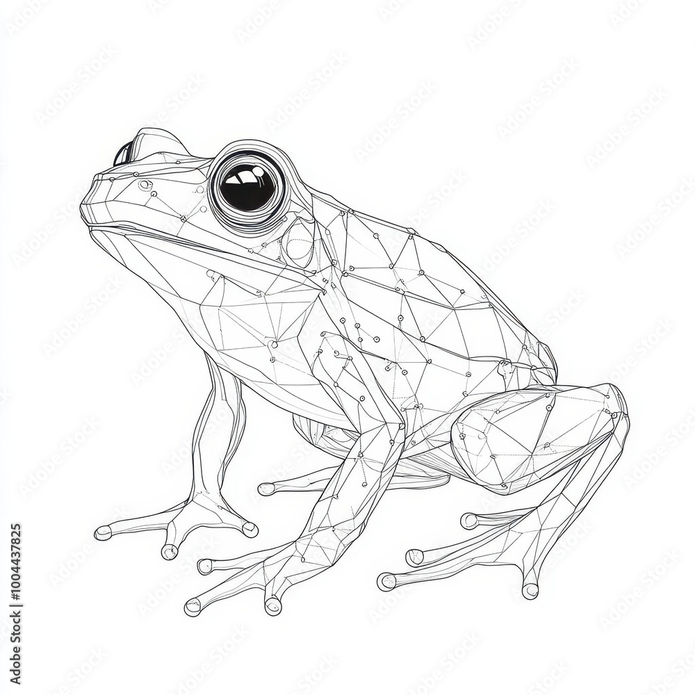 Simplified frog outline, 2D point connect-the-dots, no linework ...