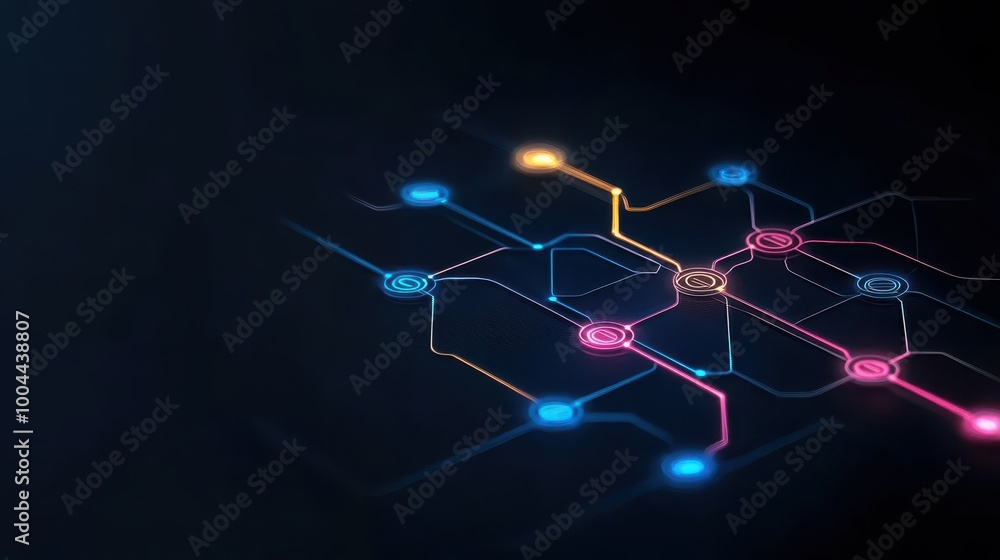 Electronic support system flowchart, glowing pathways indicating ...