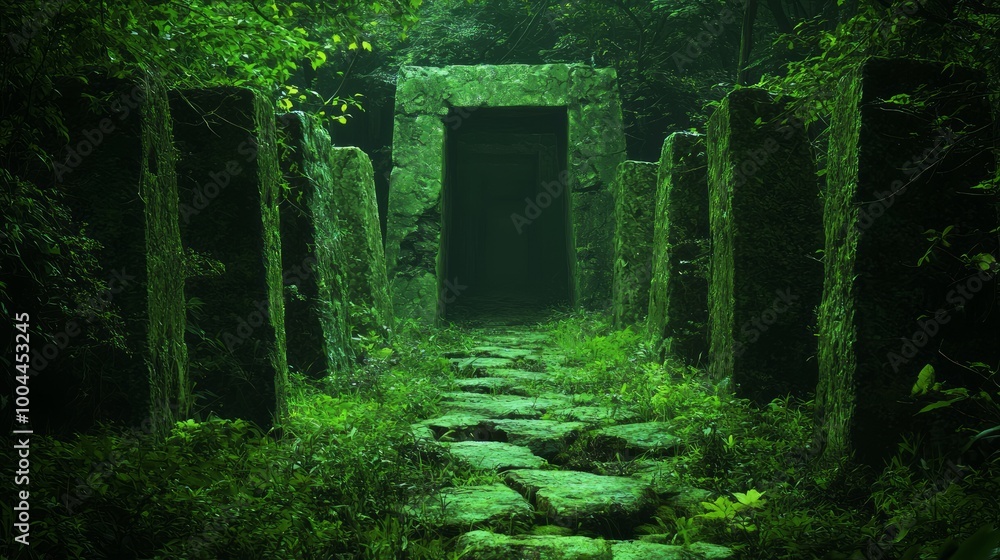Enigmatic Ancient Chinese Spirit Guides in Dark Forest Path of ...
