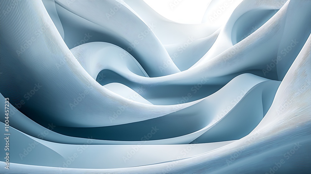 Wavy blue textures flow gracefully, forming a calming background ...