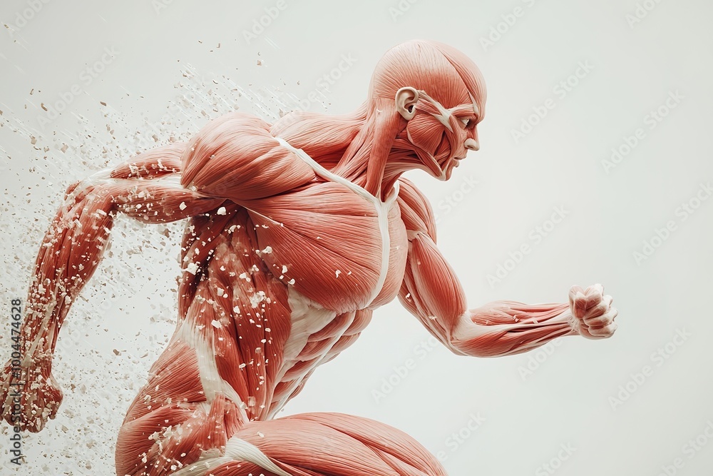Dynamic muscle anatomy of running human figure Stock Illustration ...