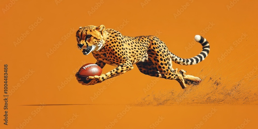 Cheetah in Football Uniform Sprinting Across Field Stock Illustration ...