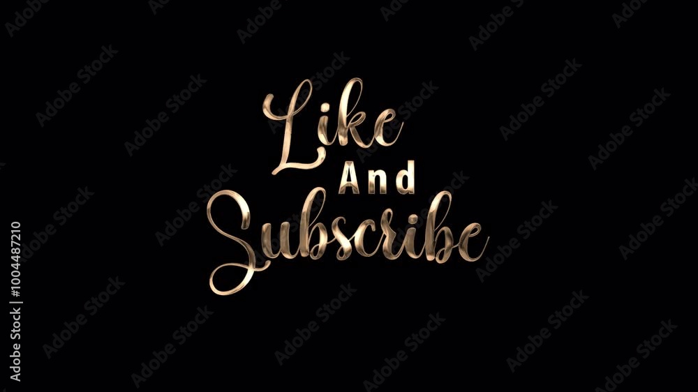 Like And Subscribe Handwritten Animated Text in Gold Color with ...