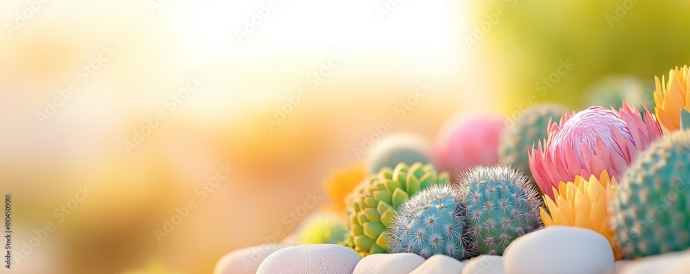 Desert transformed into a blooming garden with diverse plants ...