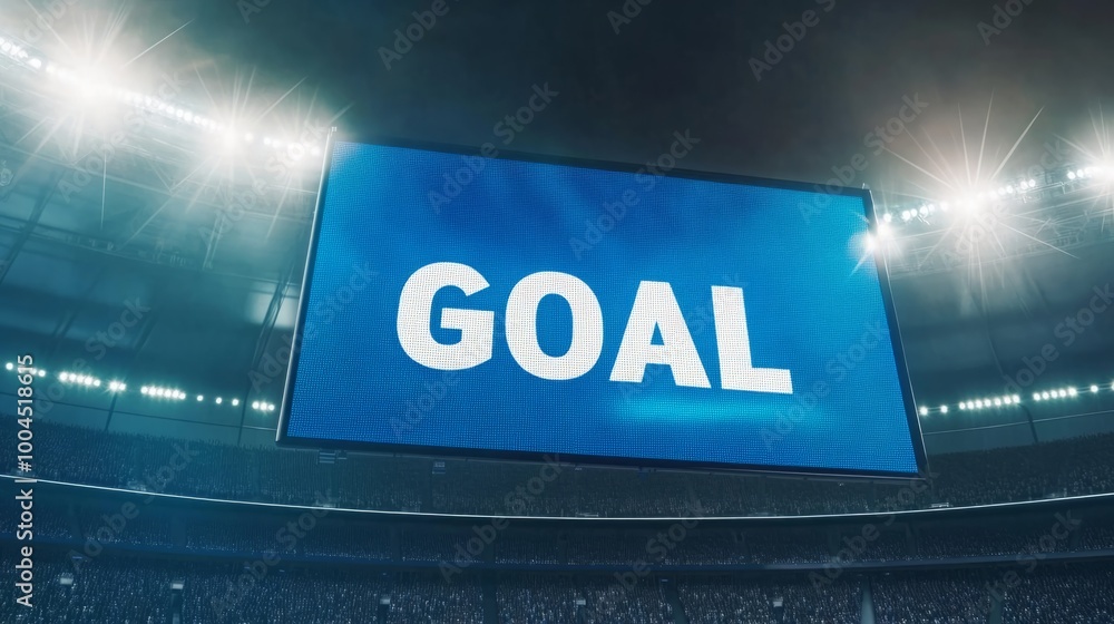 Exhilarating Football Goal Celebration in Stadium with "GOAL" Display ...