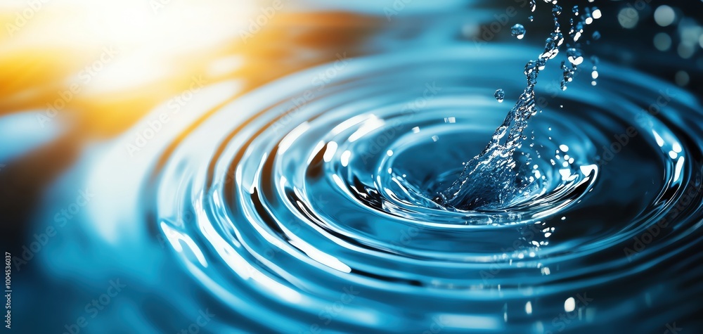 Water ripples caused by a droplet creating dynamic circular patterns ...