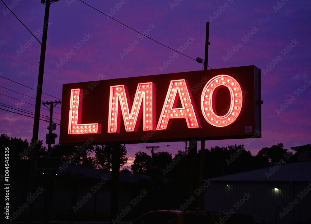 LMAO laughing light sign text for reaction, funny concept art, glowing ...