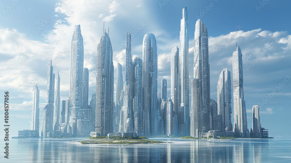Skyscrapers shrinking into stone structures, reverse evolution of civil ...
