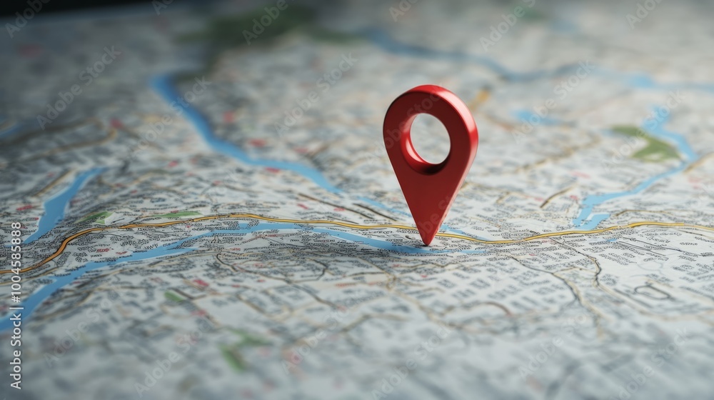 Photo & Art Print Red Pin on a Detailed Map: Finding Your Way, SOUND OF ...