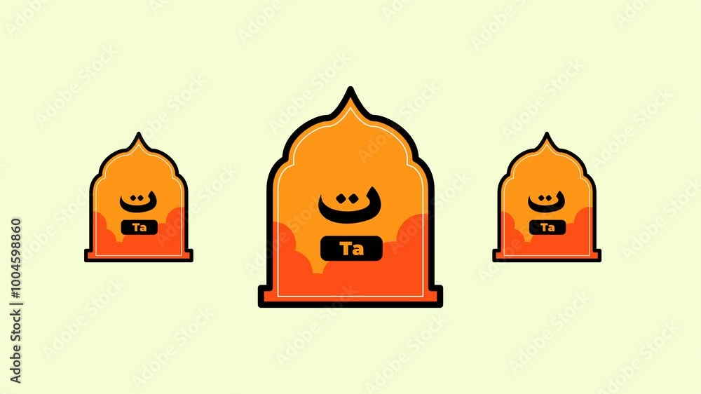 Animated Hijaiyah as Arabic Alphabet Alif, Ba, Ta, Tsa, Jim with Masjid ...