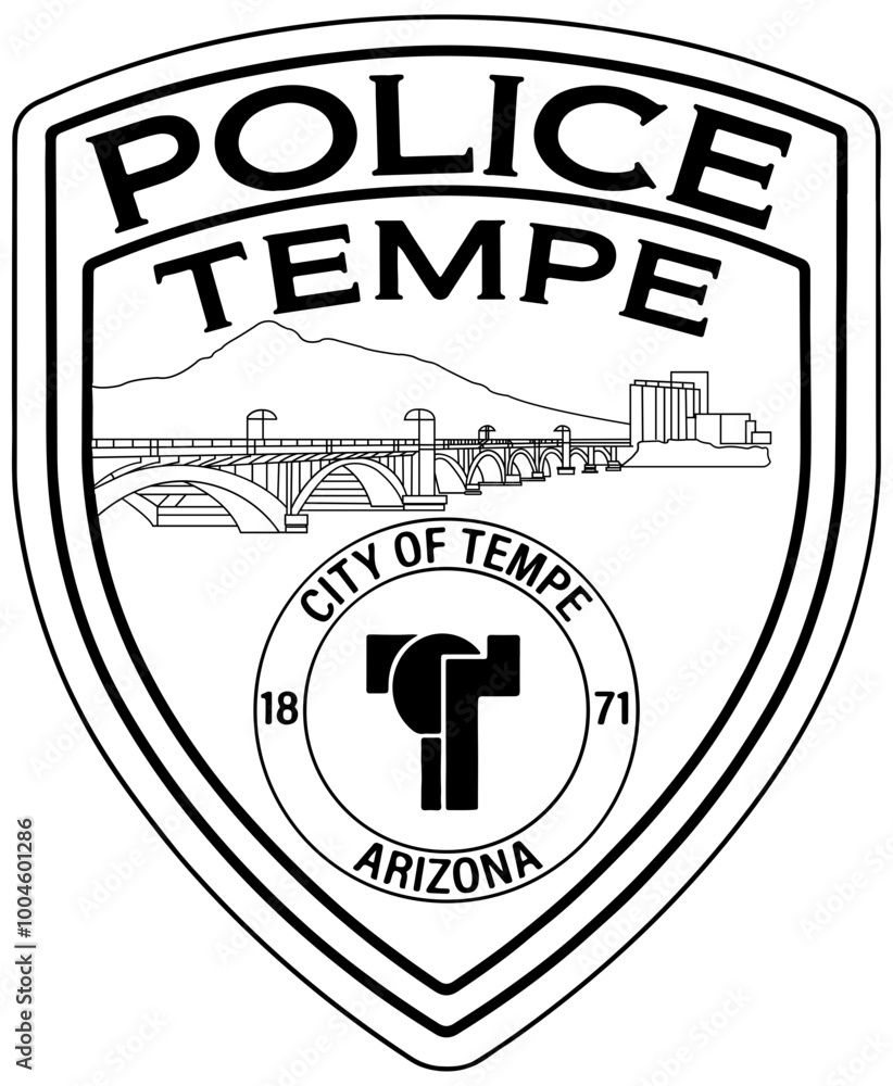 TEMPE, ARIZONA POLICE PATCH VECTOR LINE ART FILE Blank, outline vector ...