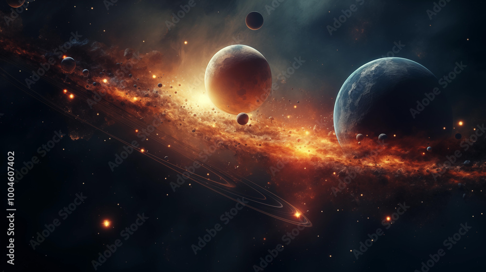 Solar system educational chart highlighting the sun and astronomy art ...