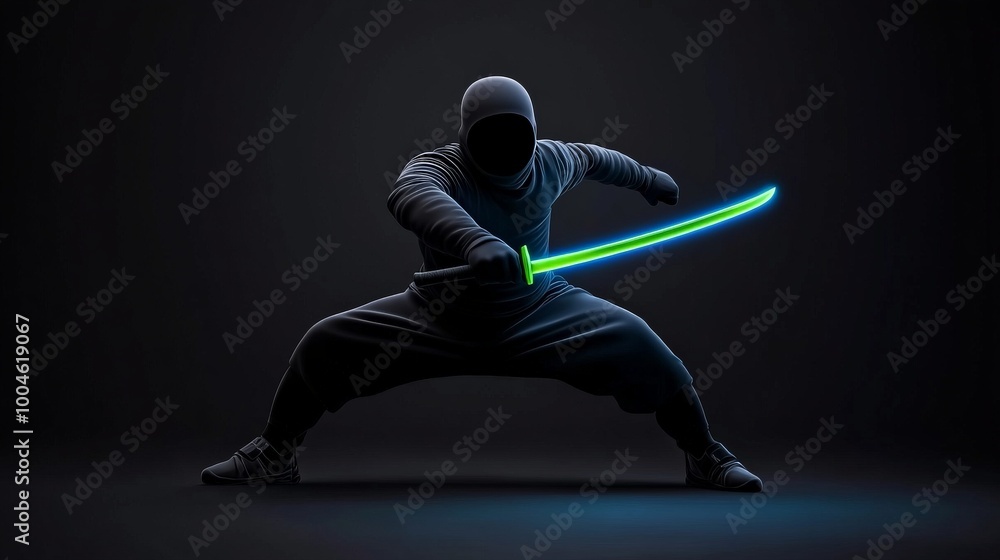 Shadow Warrior: A mysterious figure in a hooded cloak wields a glowing ...