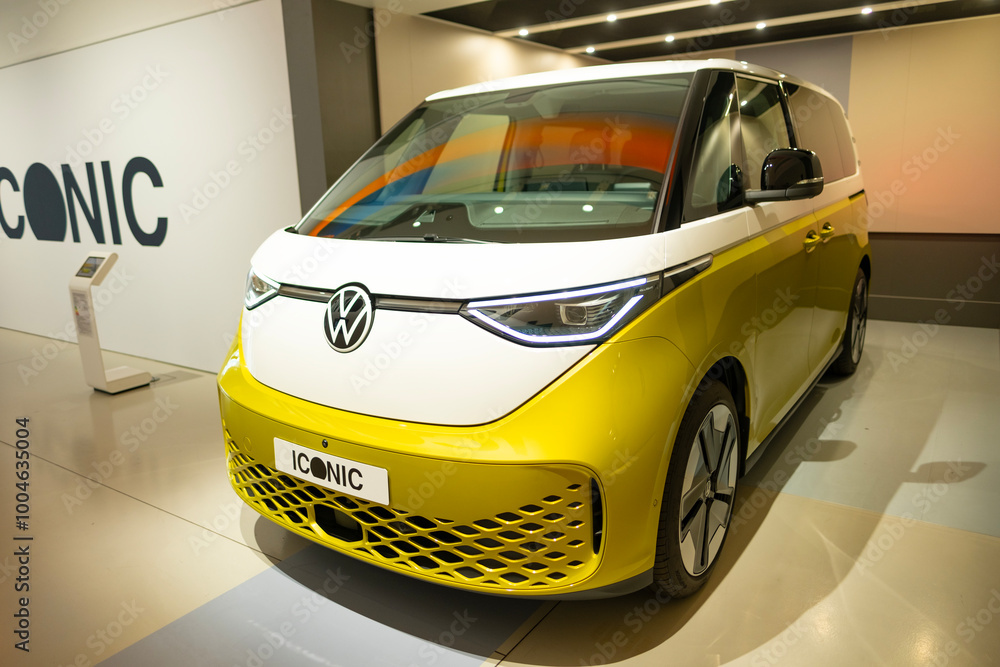 classic yellow electric bus Volkswagen ID Buzz, Old-school cool meets ...