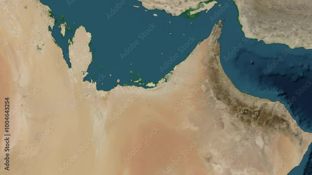 Zoom from Earth to United Arab Emirates. (No Border) World map ...