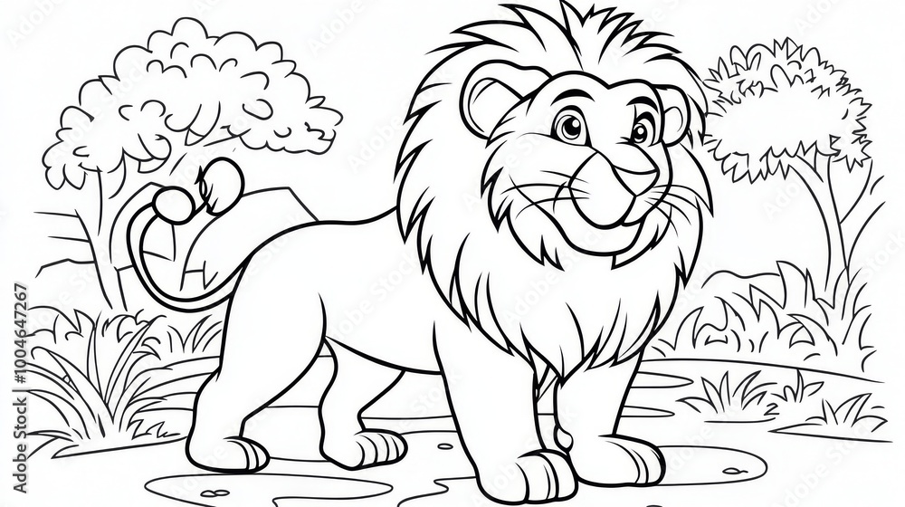 Fun lion coloring pages for kids! Trace the lion outline and color it ...