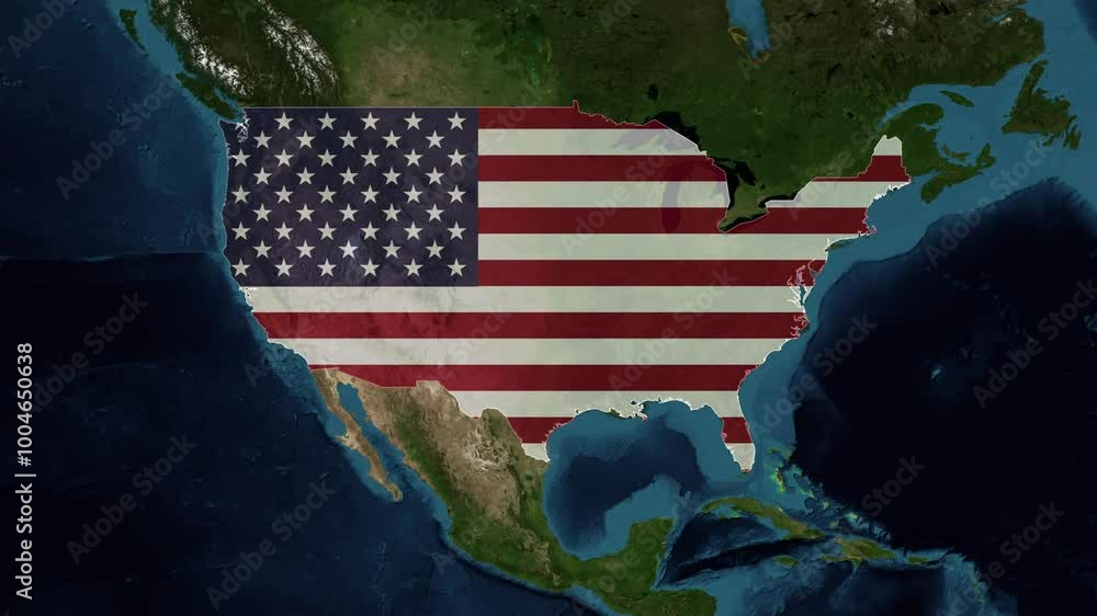 Zoom from Earth to United States (Country Flag) World map animation ...