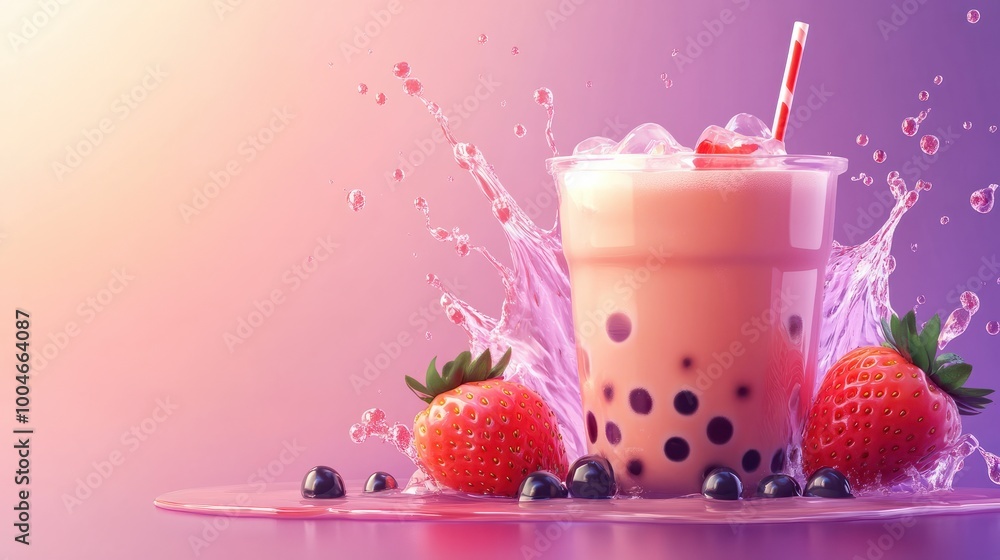 An ice tea bubble milk drink cup modern template. Illustration of boba ...