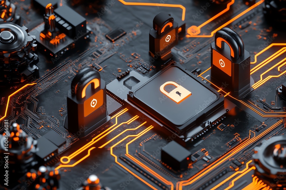 3D-rendered encrypted data stream flowing between devices, with fully ...