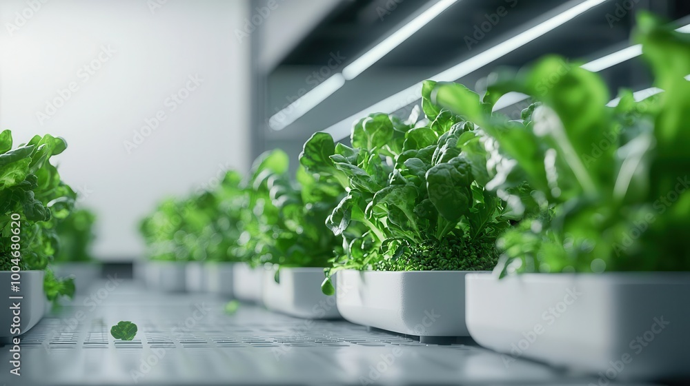 Hydroponic farm with nutrient delivery systems visible, smart ...