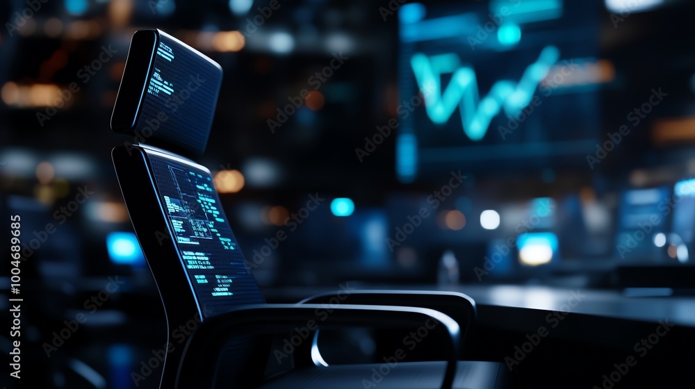 Sleek, futuristic executive chair with integrated touch controls, set ...