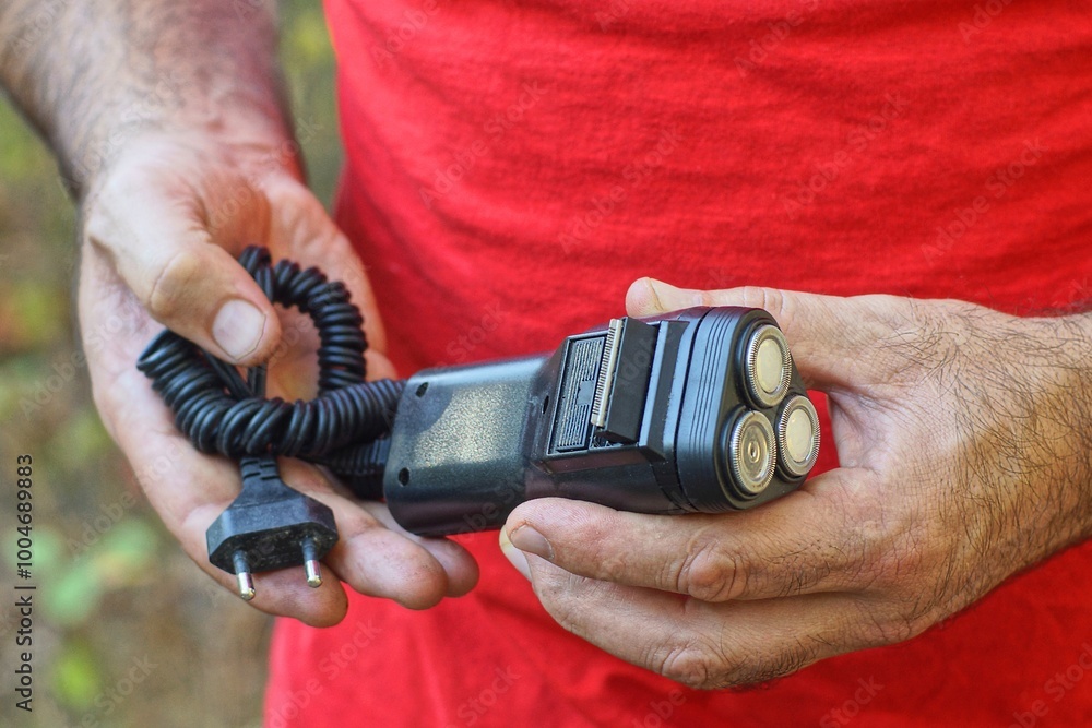 one electric modern black plastic with cord safe personal with round ...