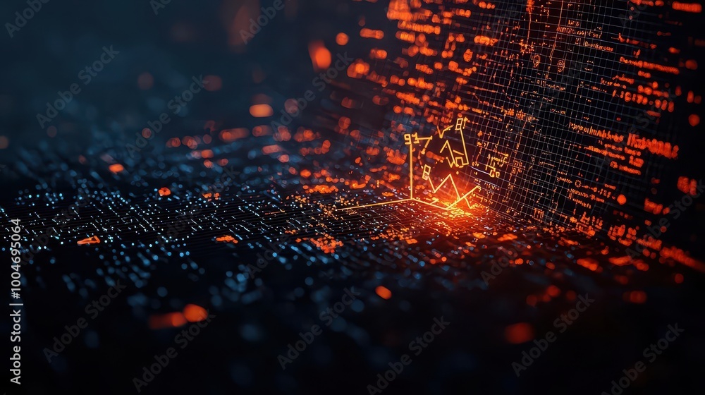 Matrix of calculus symbols glowing in a futuristic digital landscape ...