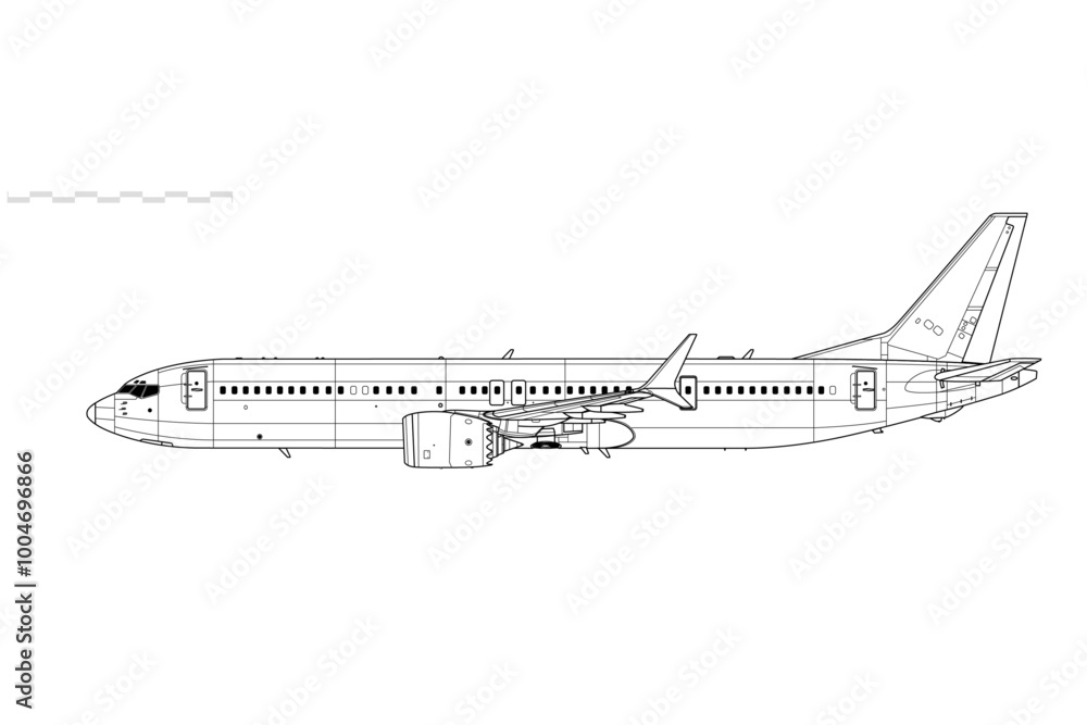 Vetor de Boeing 737 MAX-9. Vector drawing of narrow-body passenger jet ...