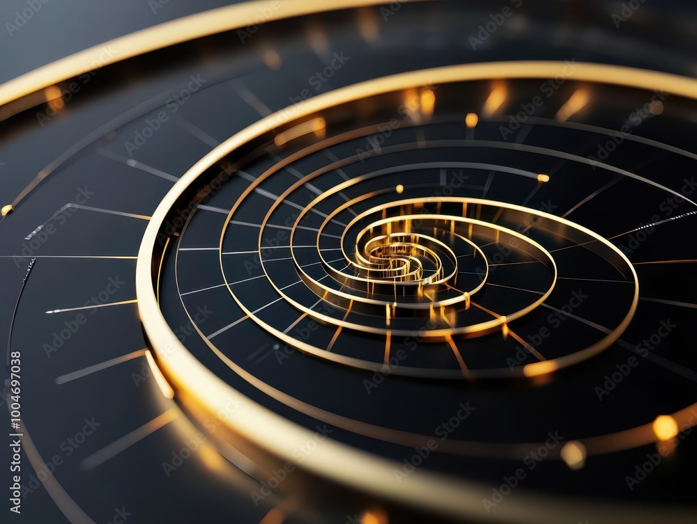 Golden ratio spiral overlapping with calculus functions, 3D geometric ...