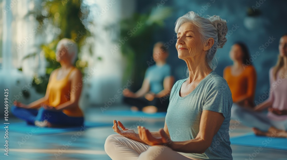 Yoga fitness, class and senior women training for elderly wellness ...