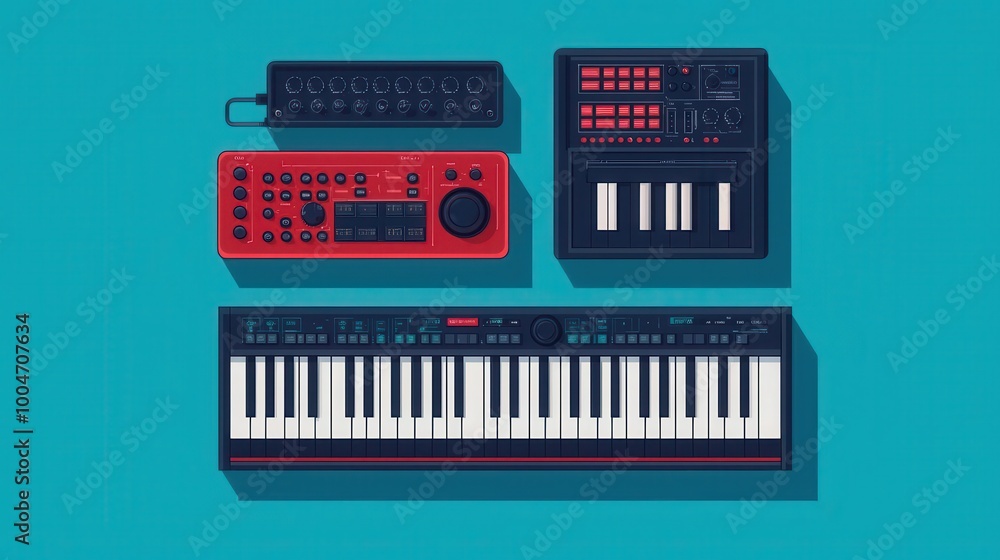 Retro tech digital devices UI with mechanical keyboard keys Nostalgic ...